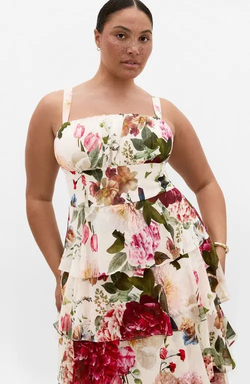 City Chic Daniela Floral Print Sleeveless Midi Dress