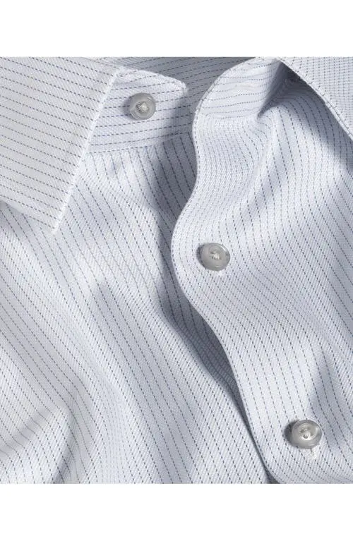 David Donahue Trim Fit Striped Dress Shirt