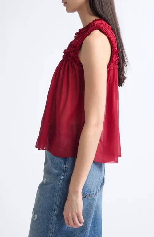 Ulla Johnson Effie Silk Ruffled Button-up Shirt - Cerise