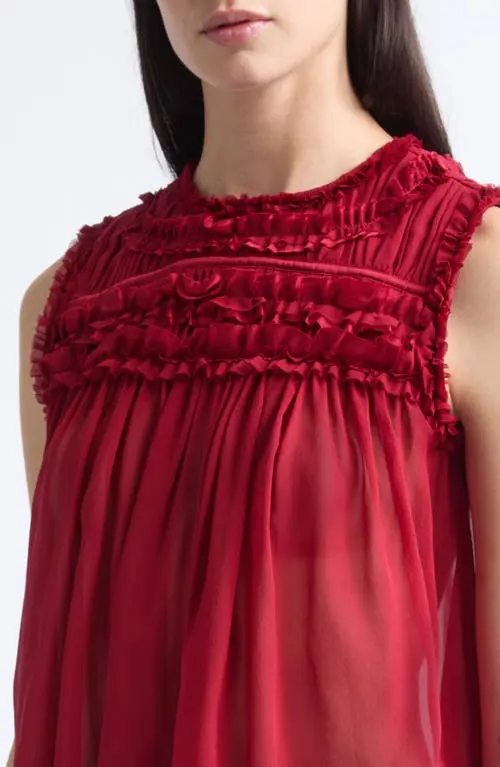 Ulla Johnson Effie Silk Ruffled Button-up Shirt - Cerise