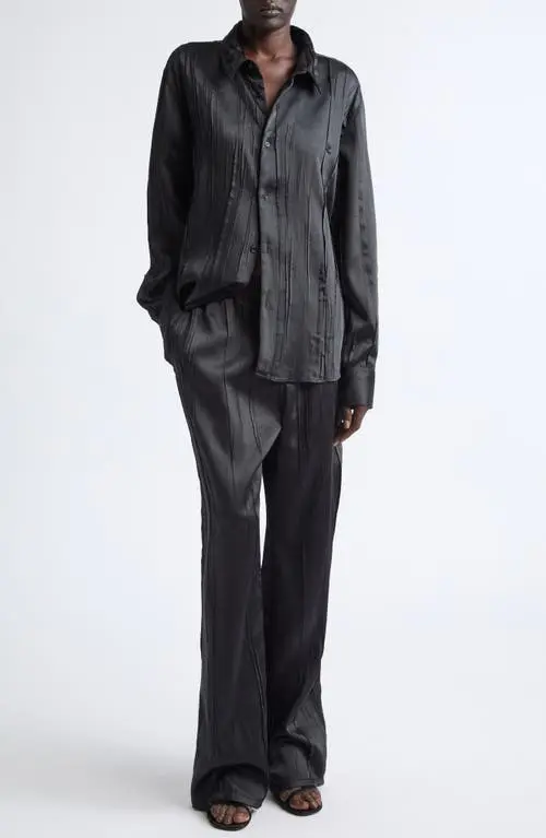 COURREGES Oversize Crinkled Satin Button-up Shirt