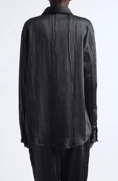 COURREGES Oversize Crinkled Satin Button-up Shirt