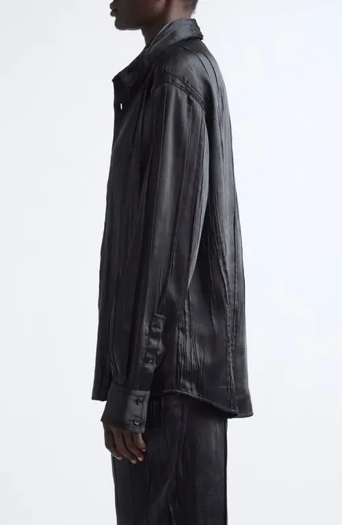 COURREGES Oversize Crinkled Satin Button-up Shirt