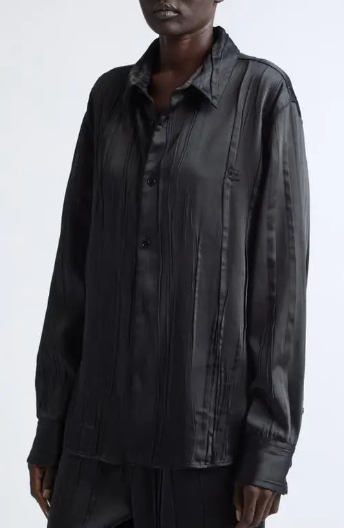 COURREGES Oversize Crinkled Satin Button-up Shirt
