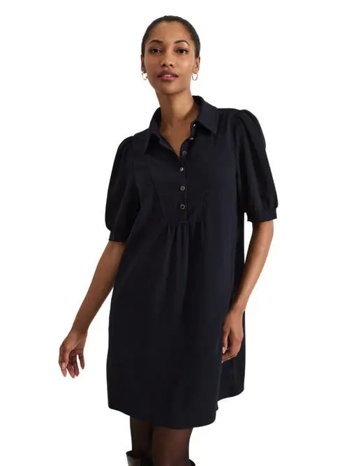 PHASE EIGHT Claudia Button Swing Mini Dress - Navy