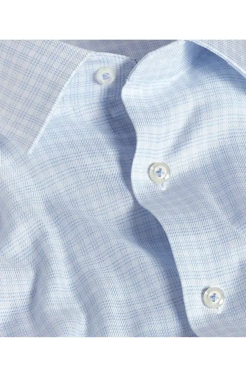 David Donahue Slim Fit Stretch Cotton Grid Dress Shirt