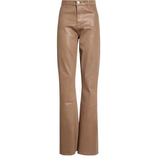 L'Agence Clayton Coated Raw Hem Wide Leg Jeans