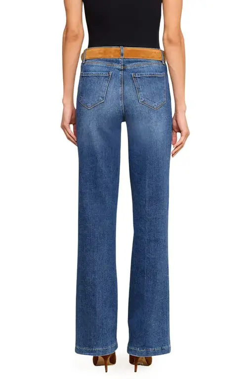 L'Agence Clayton Coated Raw Hem Wide Leg Jeans