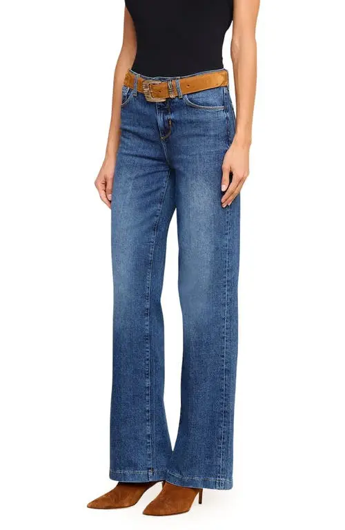 L'Agence Clayton Coated Raw Hem Wide Leg Jeans
