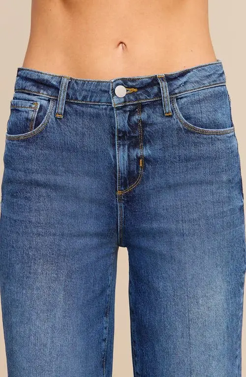 L'Agence Clayton Coated Raw Hem Wide Leg Jeans