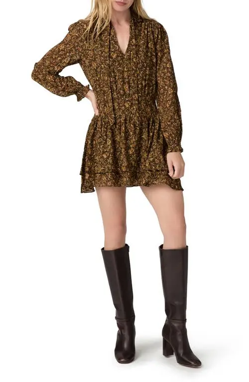 Paige Nantes Metallic Silk Chiffon Minidress - Hickory Multi