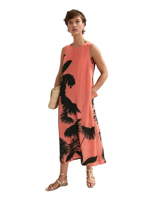 PHASE EIGHT Leila Palm Midi Dress - Coral