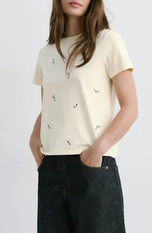Mango Floral Embroidered Cotton T-shirt
