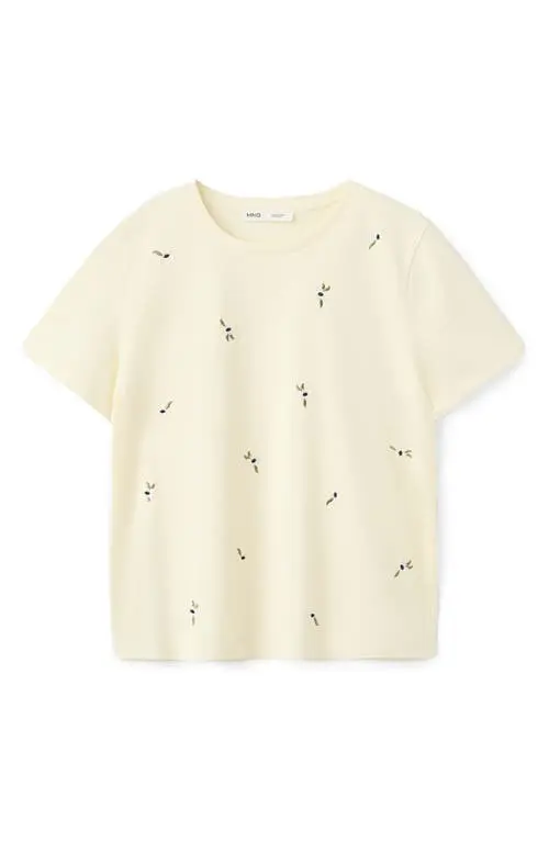 Mango Floral Embroidered Cotton T-shirt