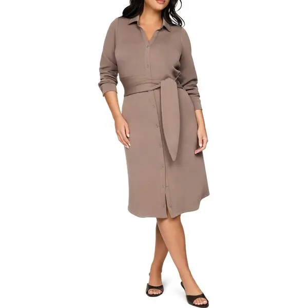 Spanx Long Sleeve Knit Shirtdress - Ironstone