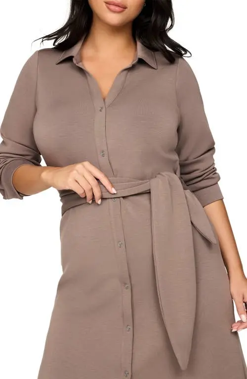 Spanx Long Sleeve Knit Shirtdress - Ironstone