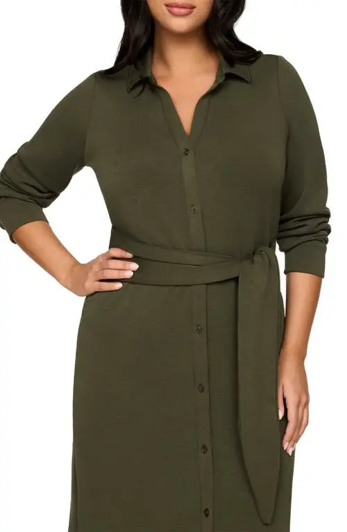 Spanx Long Sleeve Knit Shirtdress - Monstera