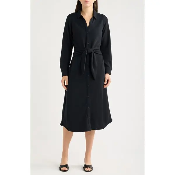 Spanx Long Sleeve Knit Shirtdress - Very Black
