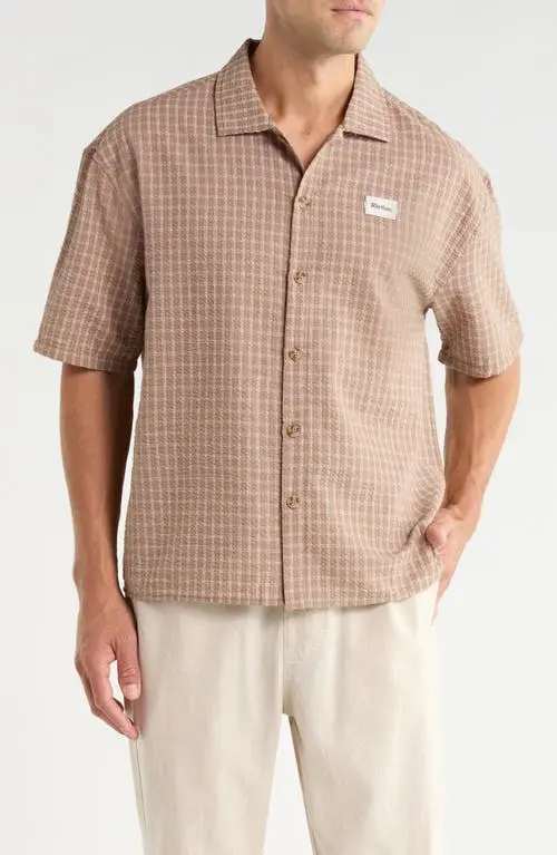 RHYTHM Frequency Check Short Sleeve Cotton Seersucker Button-up Shirt