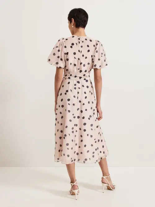 PHASE EIGHT Nicola Ruffle-front Midi Dress - Pale Pink