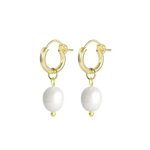 KATIE DEAN JEWELRY Pearl Hoops - White/gold