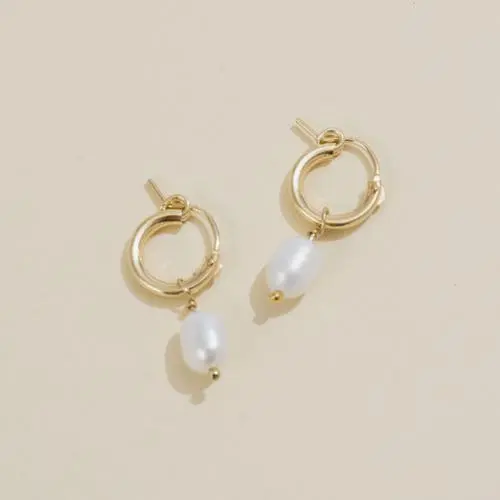 KATIE DEAN JEWELRY Pearl Hoops