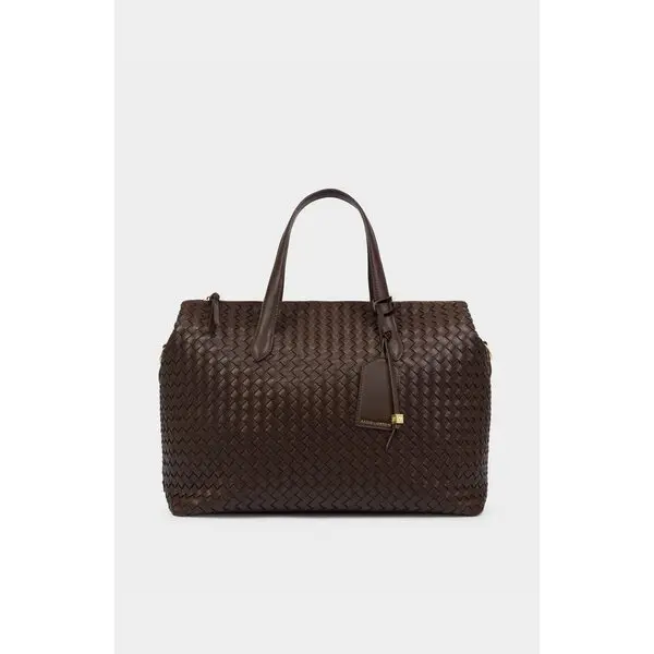 KATIE LOXTON Milan Hand Woven Cabin Bag - Chocolate