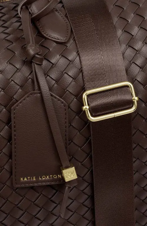 KATIE LOXTON Milan Hand Woven Cabin Bag - Chocolate