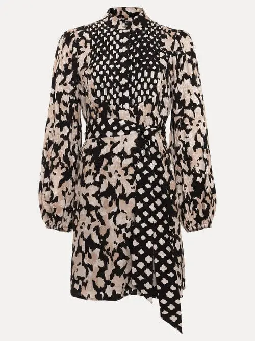 PHASE EIGHT Dolly Mandarin Collar Mini Shirt Dress