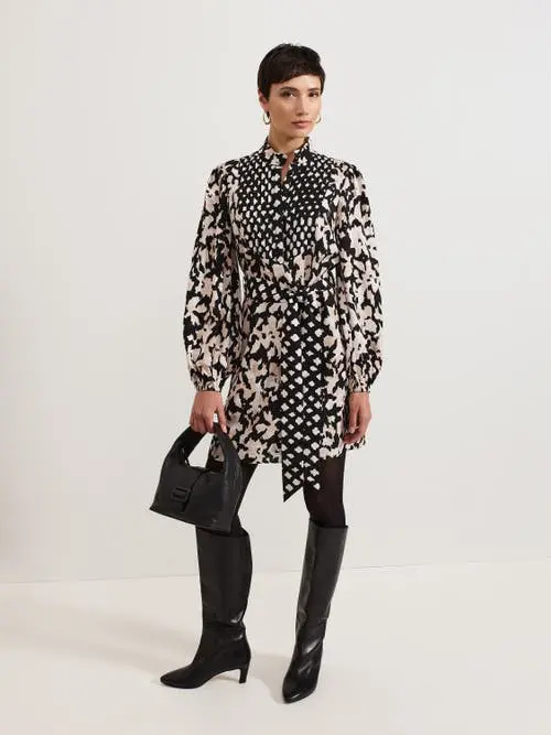 PHASE EIGHT Dolly Mandarin Collar Mini Shirt Dress