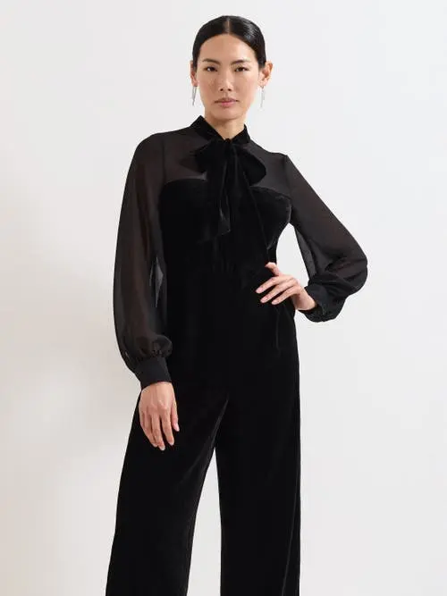 PHASE EIGHT Magie Velvet Tie Neck Jumpsuit