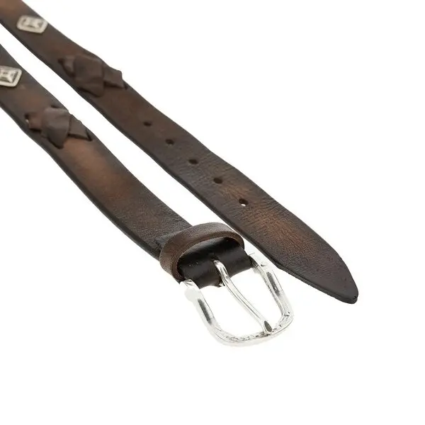 GIANNIFRANCO BELTS Leather Belt With Studs And Topstitchings