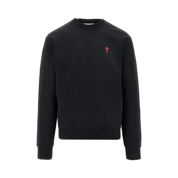 AMI Paris De Coeur Embroidery Crewneck Sweatshirt - Black
