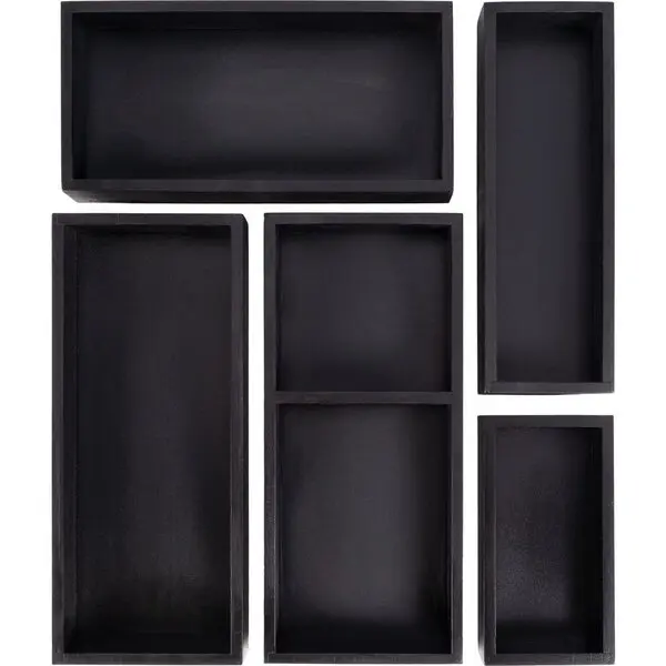 HAPPIMESS Eldora Handcrafted 5-piece Multi-use Individual Drawer Organizer Boxes - Black