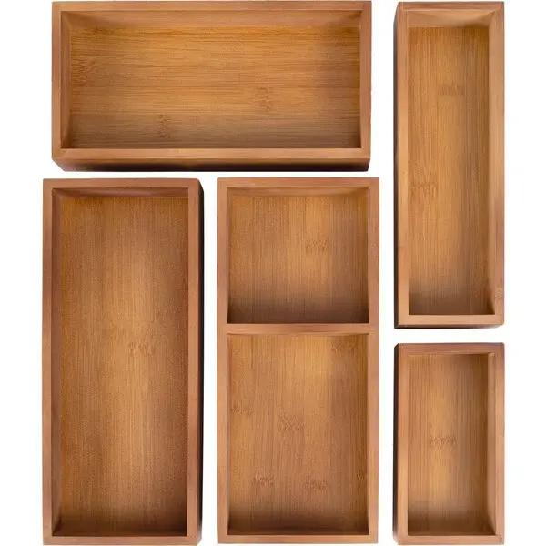 HAPPIMESS Eldora Handcrafted 5-piece Multi-use Individual Drawer Organizer Boxes - Brown