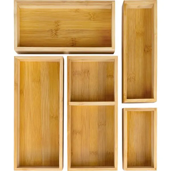 HAPPIMESS Eldora Handcrafted 5-piece Multi-use Individual Drawer Organizer Boxes - Natural
