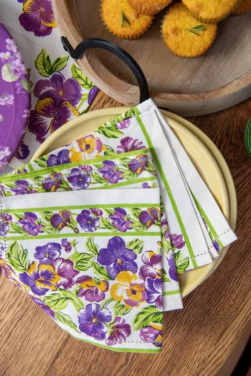 MODERN PRAIRIE Pansies Luncheon Napkins