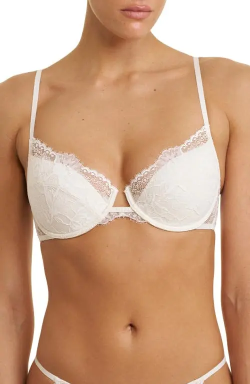 Natori Fleur Padded Underwire Lace Demi Bra - Frosted Pearl