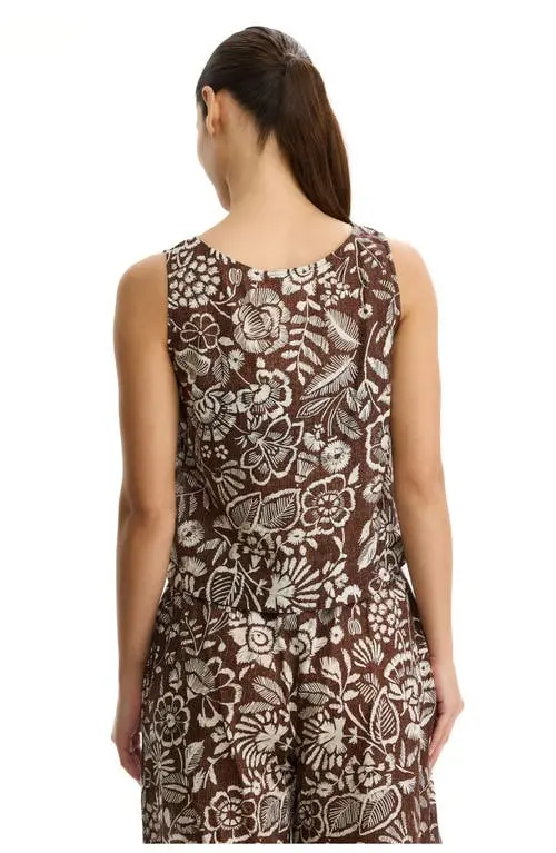 GOTTEX Garden Mist Linen High Neck Top Cover-up - Brown