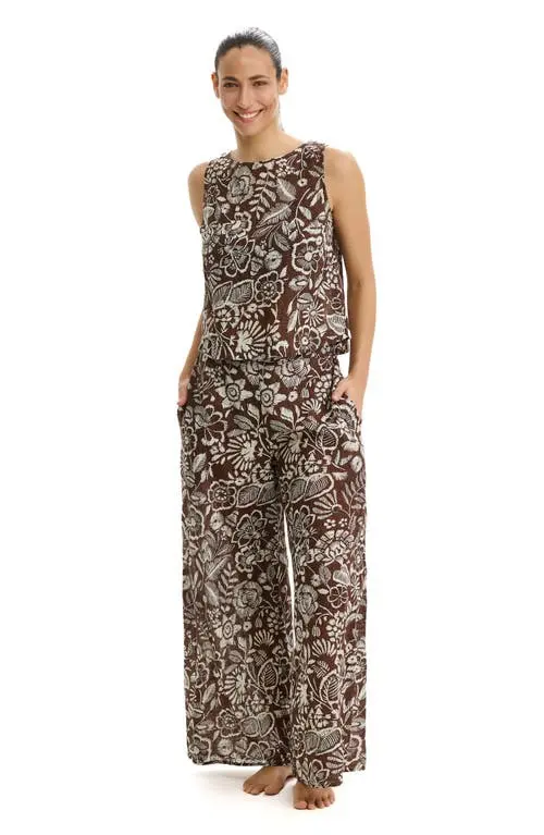 GOTTEX Garden Mist Linen Beach Pant Cover-up - Brown