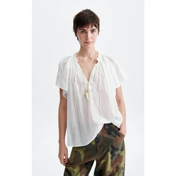 Vanessa Bruno Halisson Gathered Tie-neck Blouse - Ecru