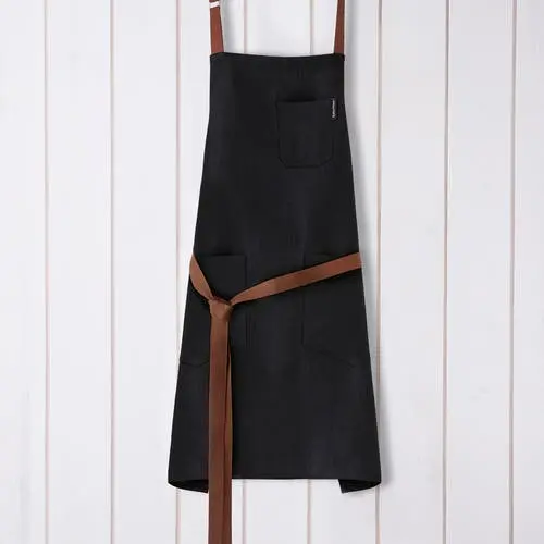 Solino Home Everyday Linen Apron - Black/brown