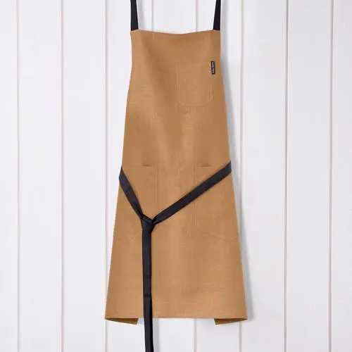 Solino Home Everyday Linen Apron - Brown/black