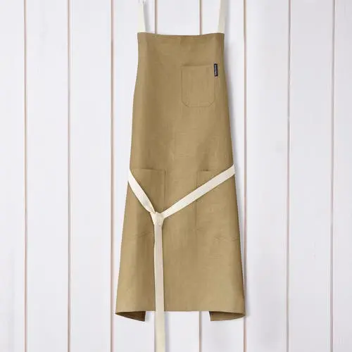 Solino Home Everyday Linen Apron - Kelp/ivory