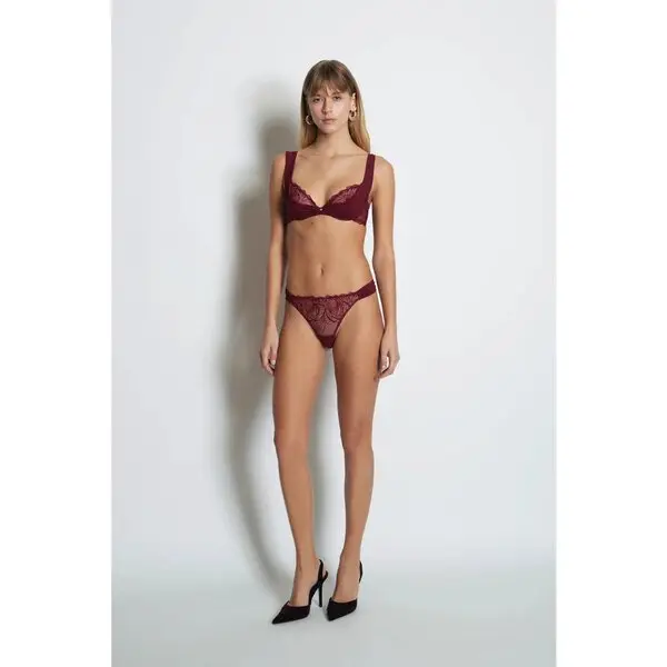 HOUSE OF SILK Lucy Lace Thong - Burgundy