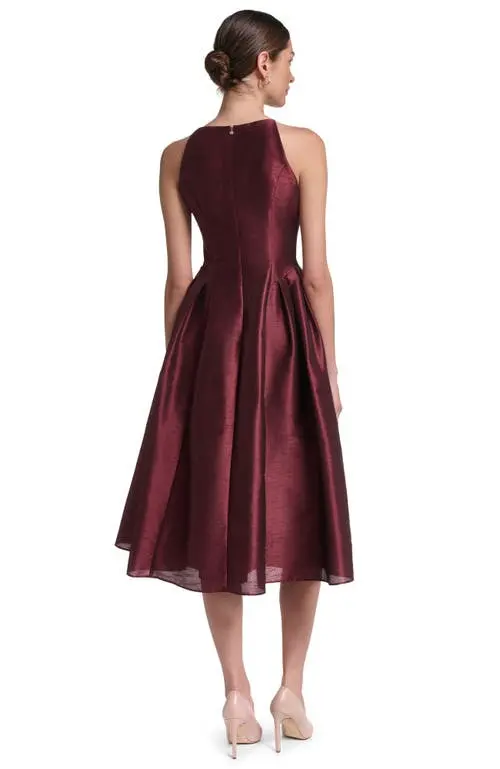 Halston Spaghetti Strap Fit & Flare Midi Dress - Plum