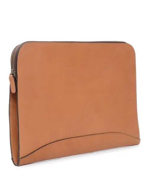 KORCHMAR Grant Zippered Leather Envelope - Tan