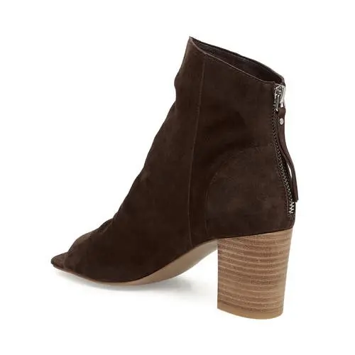 SILENT D Cilba Open Toe Bootie - Choc Suede