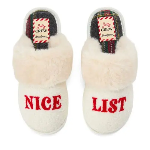 DEARFOAMS Embroidered Cozy Scuff Slipper - Creme Brulee