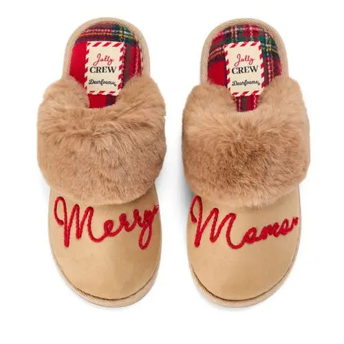 DEARFOAMS Embroidered Cozy Scuff Slipper - Desert